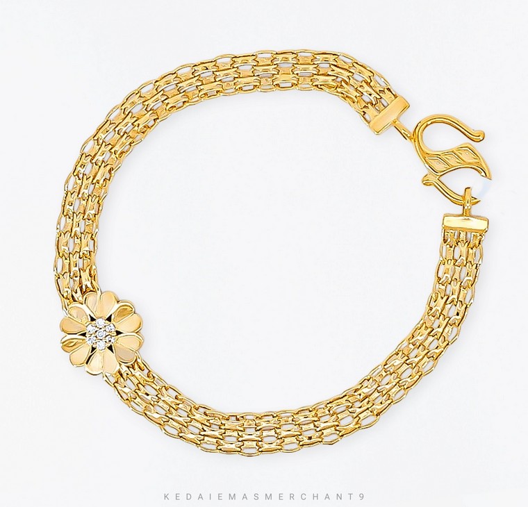 Rantai Tangan Stripe Bunga Daisy Permata L:1.1CM