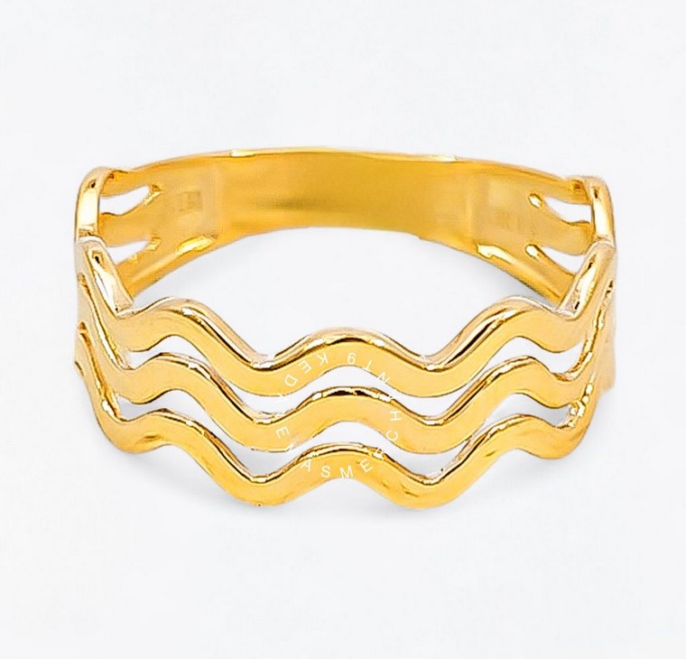 Cincin Emas Wave Polish 3 Layer L:0.65CM