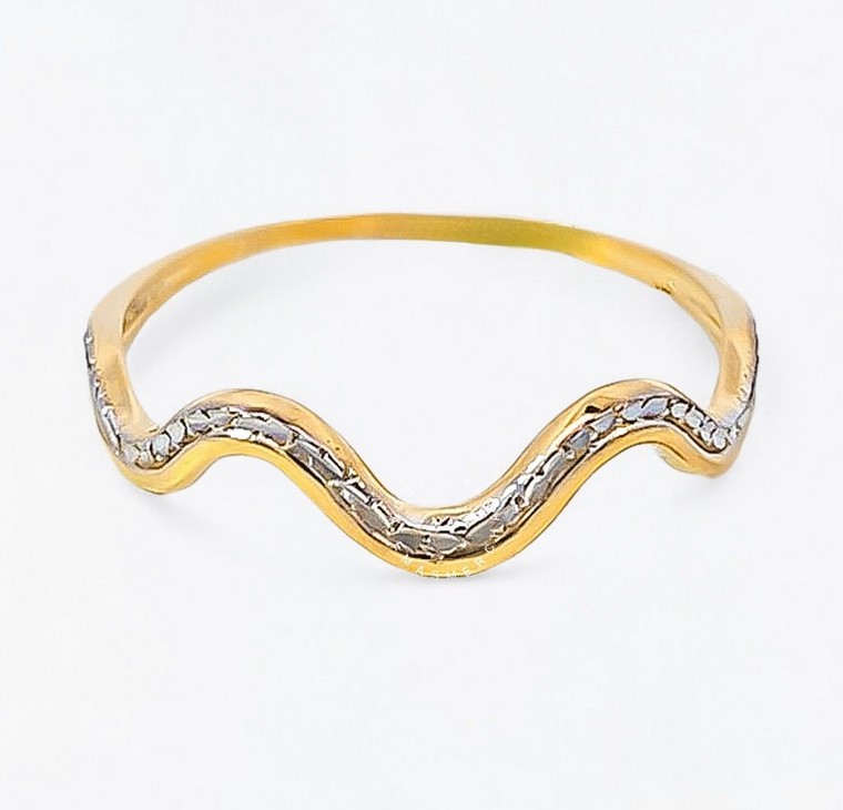 Cincin Emas Wave Diamond Cut