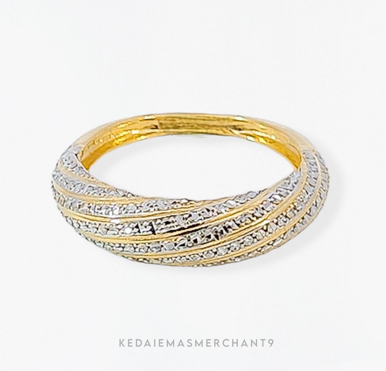 Cincin Emas Lintah Pintal Diamond Cut 2C L:0.5CM