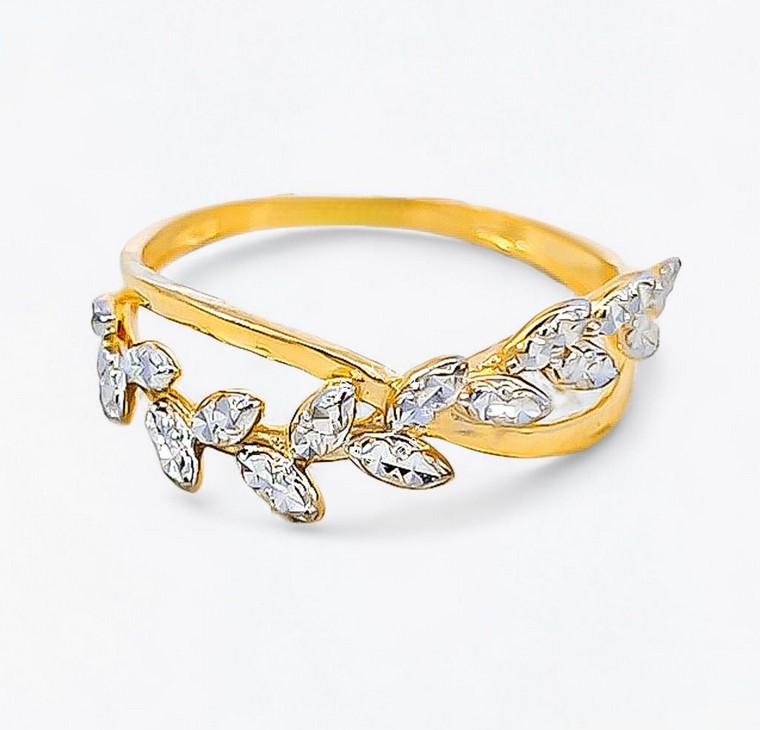Cincin Emas Padi Silang Diamond Cut 2C L:0.7CM