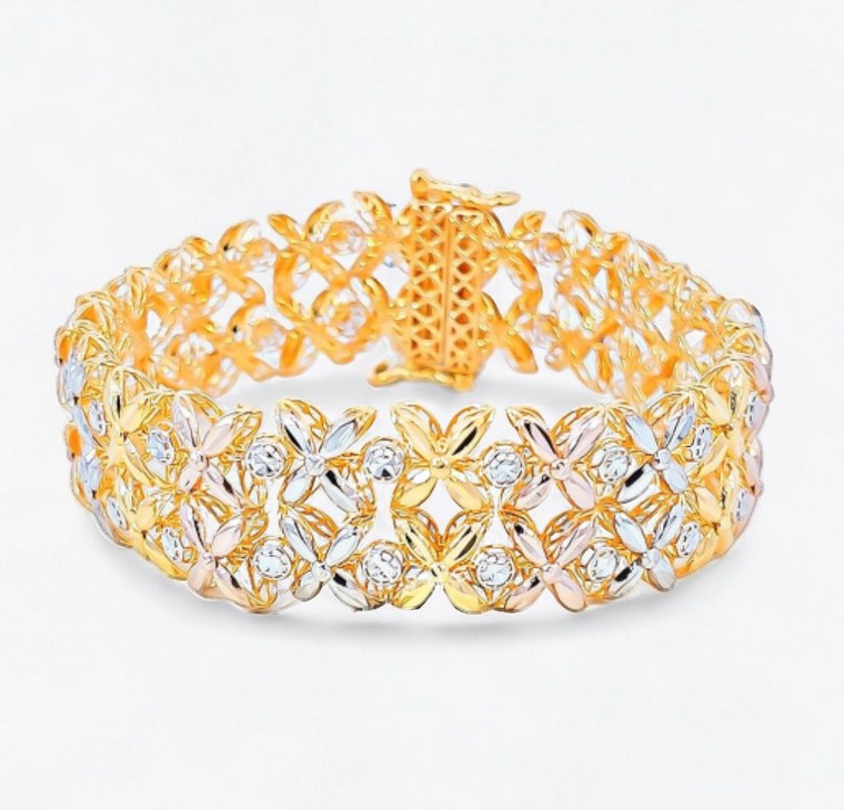 Rantai Tangan Bunga Tanjung Kerawang 2 Layer 3C L:1.6CM (KLIP SLIDE)