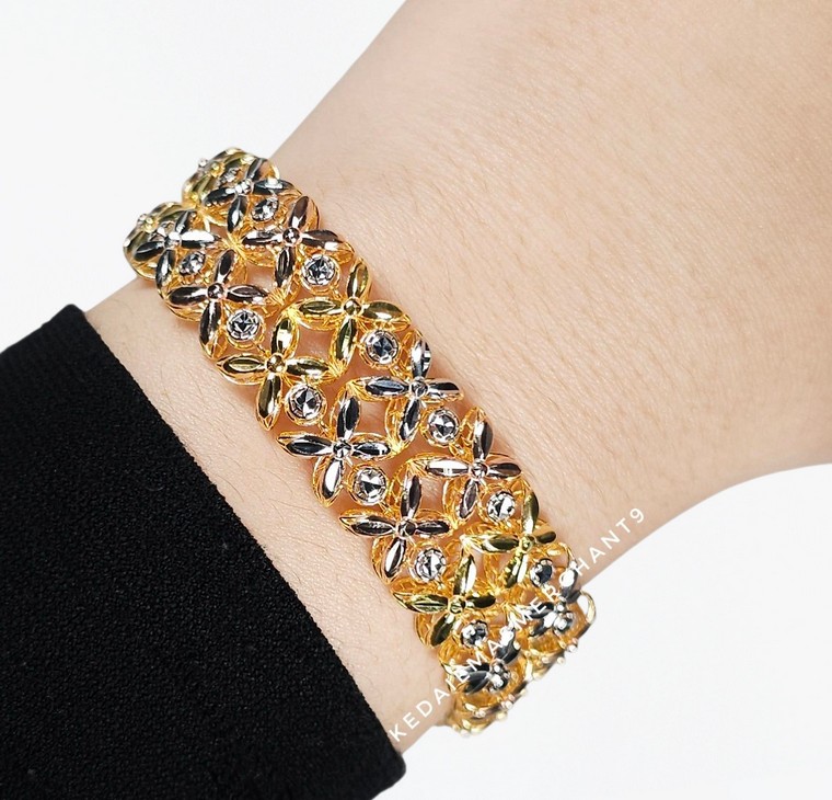 Rantai Tangan Bunga Tanjung Kerawang 2 Layer 3C L:1.6CM (KLIP SLIDE)