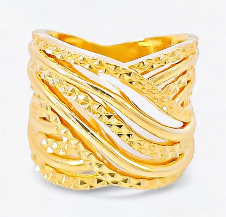 Cincin Emas Wave Dimensi (HARD GOLD Super Hollow)