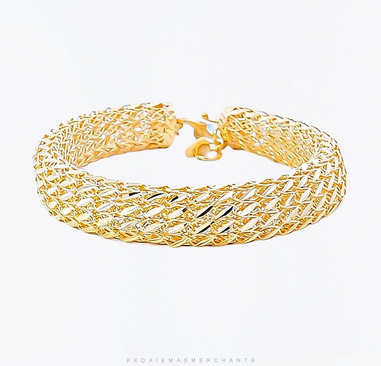 Rantai Tangan Snake Skin Leaf Kerawang L:1.1CM