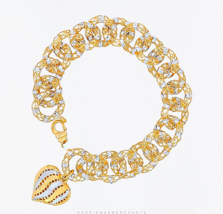 Rantai Tangan Sauh Bulat Net Love Gantung 2C L:1.4CM