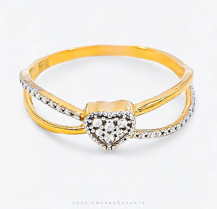 Cincin Emas Love Diamond Cut Minimalist