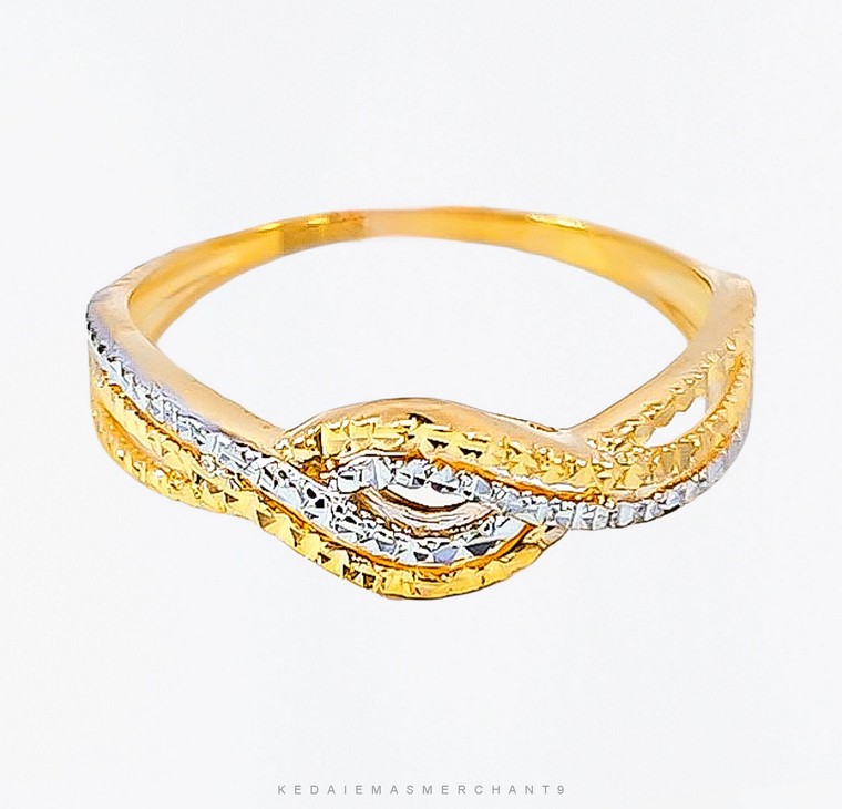 Cincin Emas Silang Knot Diamond Cut
