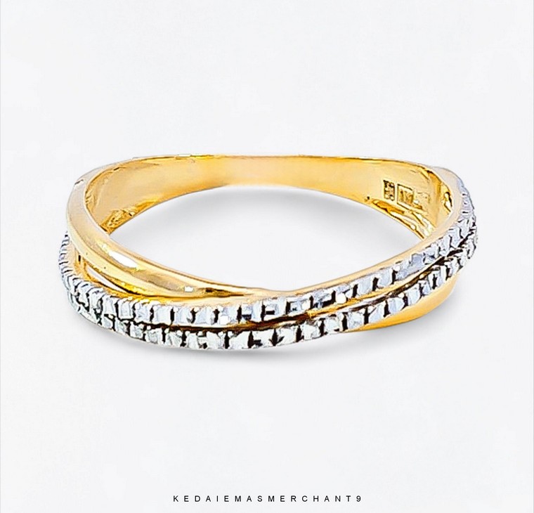 Cincin Emas Silang Diamond Cut II