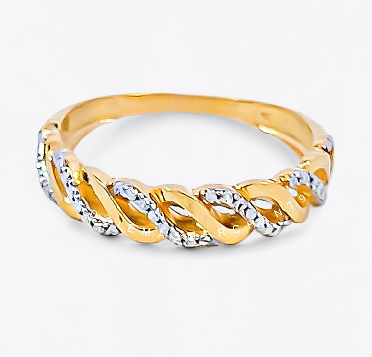 Cincin Emas Wave Diamond Cut L:0.4CM