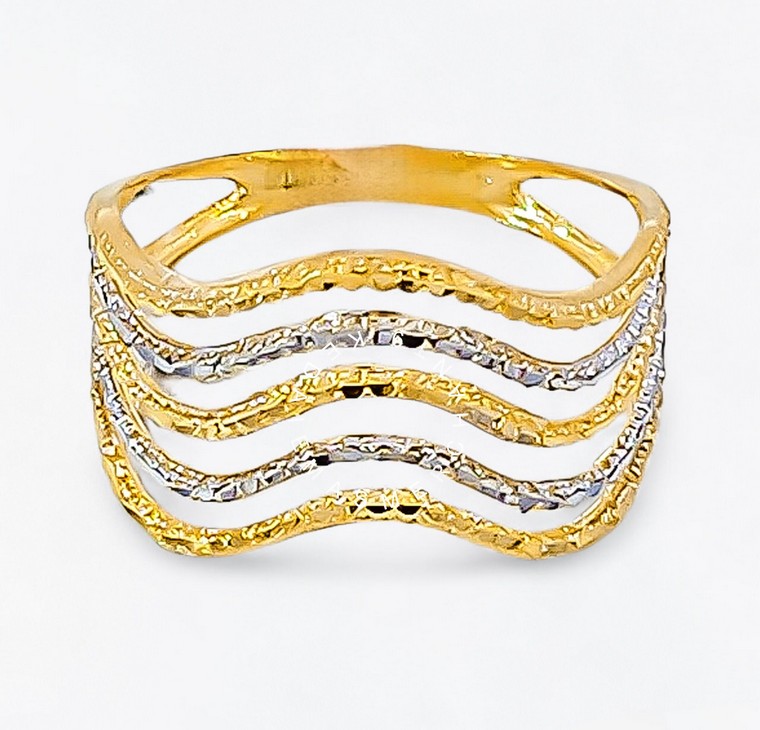 Cincin Emas Wave 5 Layer Diamond Cut 2C