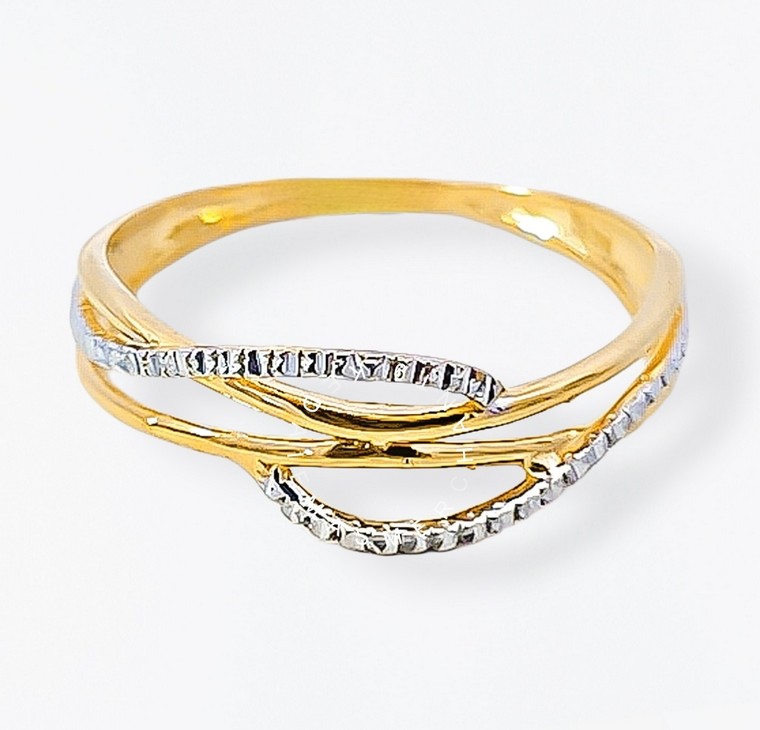 Cincin Emas Wave Silang Diamond Cut 2C