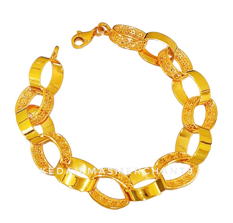 Rantai Tangan Sauh Oval Bunga Kerawang (IMPORTED)