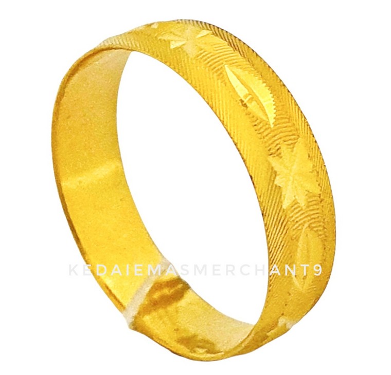 Cincin Emas Belah Rotan Star Beralun