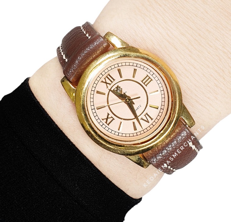 Jam Tangan Emas Leather Brown