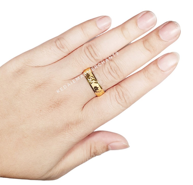 Cincin Emas Belah Rotan Beralun Star Dot