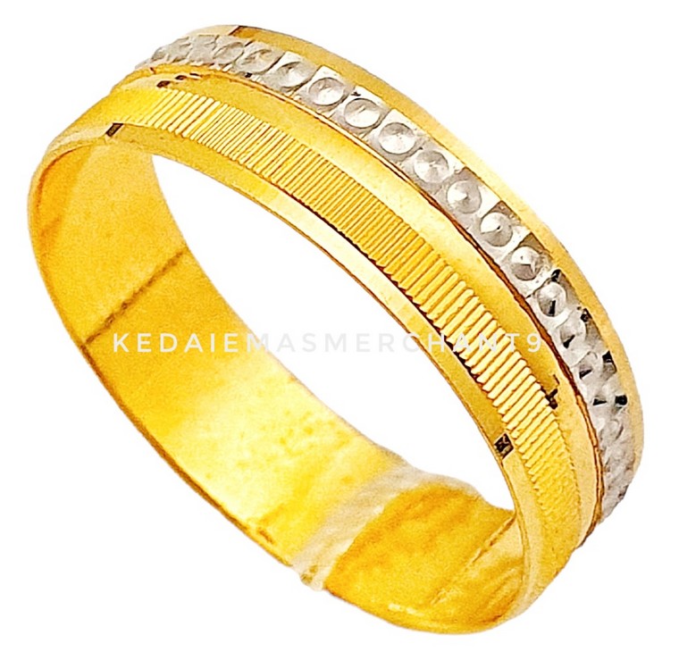 Cincin Emas Belah Rotan Line Dot Chrome