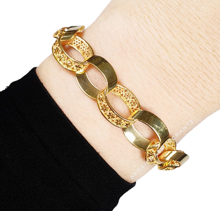 Rantai Tangan Sauh Oval Bunga Kerawang (IMPORTED)