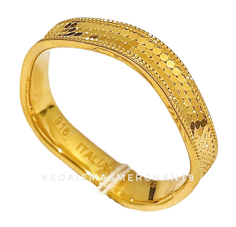 Cincin Emas Italian Honeycomb Wave