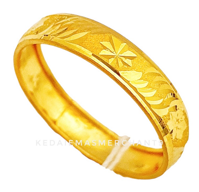 Cincin Emas Belah Rotan Beralun Star