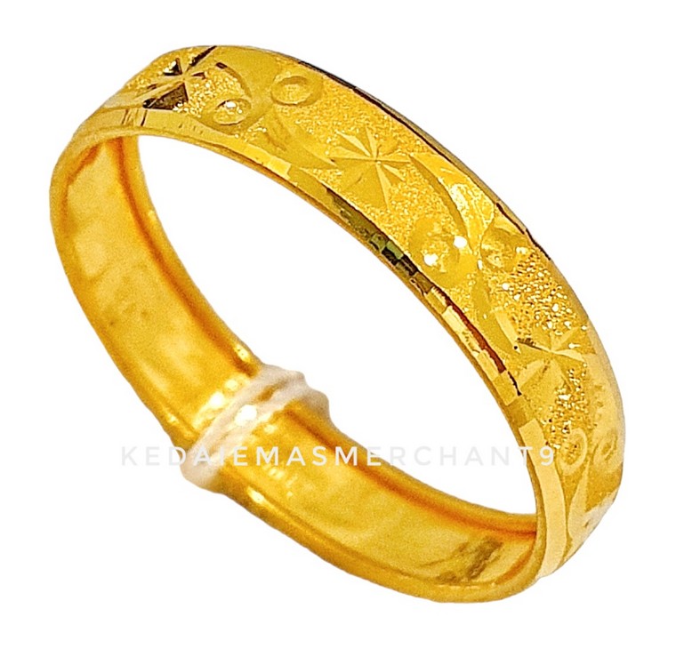 Cincin Emas Belah Rotan Beralun Star Dot