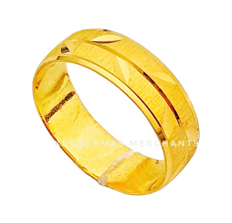 Cincin Emas Belah Rotan Leaf Matte