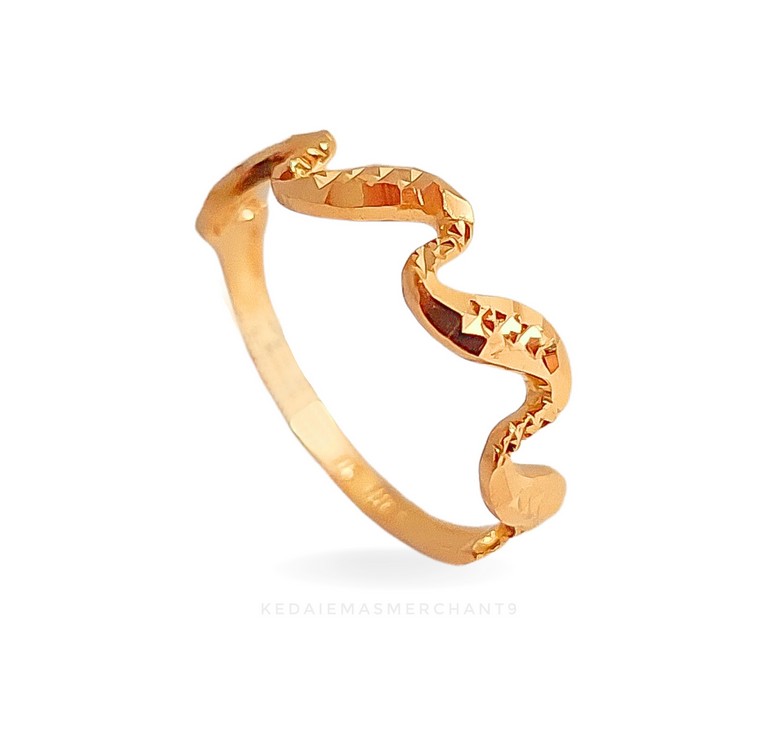Cincin Emas Minimalist Wave
