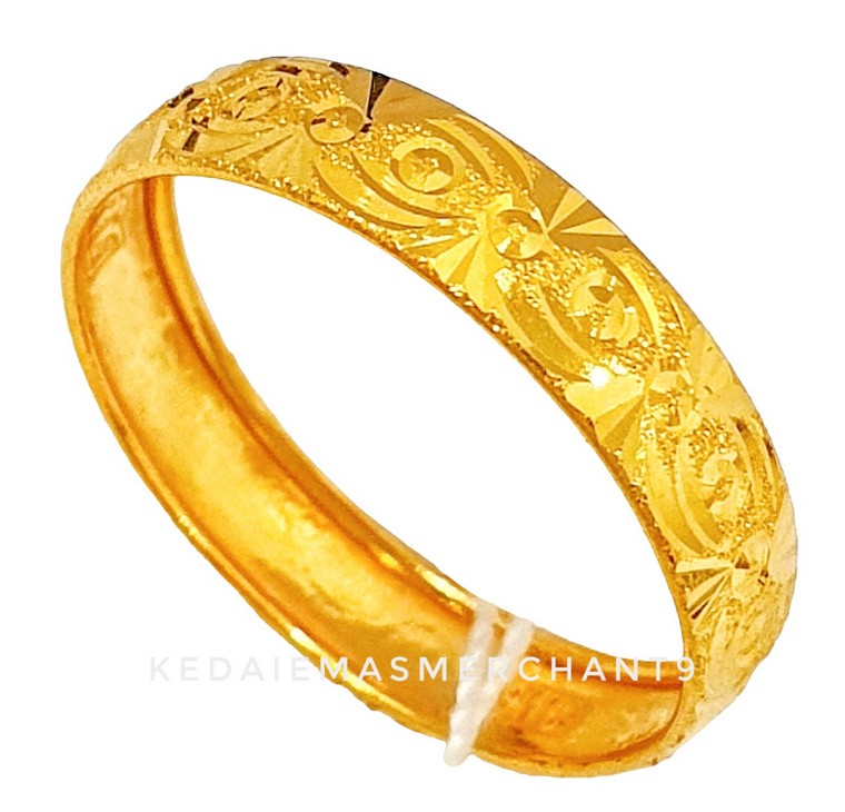 Cincin Emas Belah Rotan Dot Dot Beralun