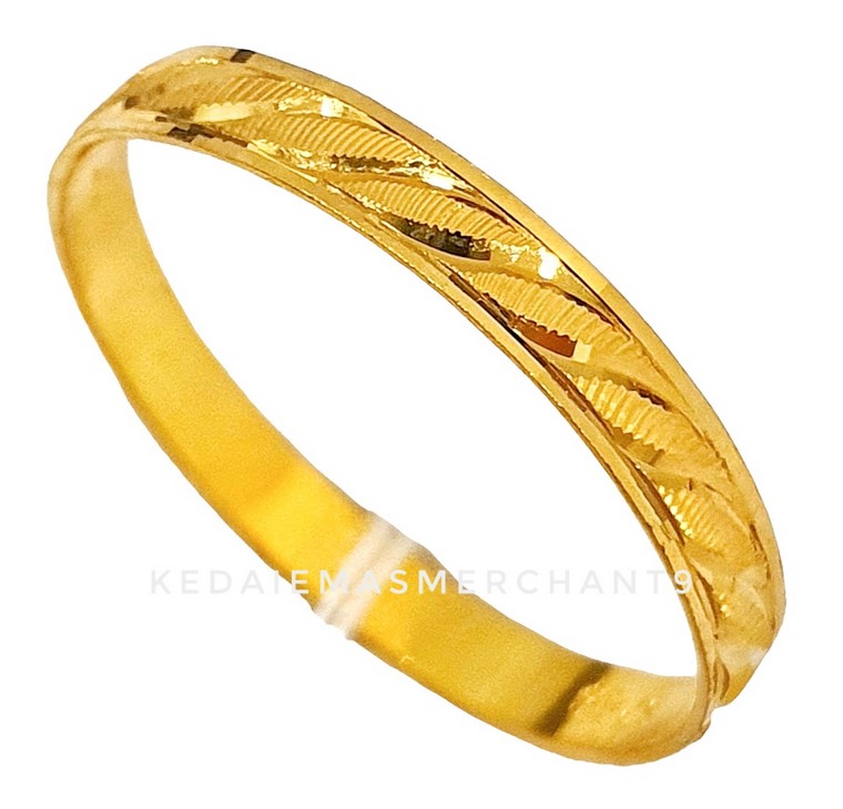 Cincin Emas Belah Rotan Minimalist Beralun L:0.25CM