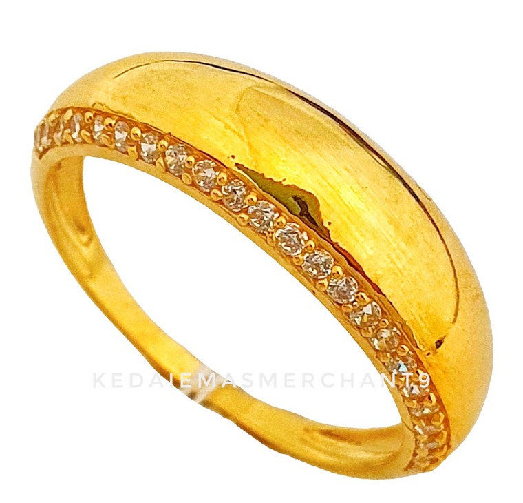 Cincin Emas Lintah Plain Permata