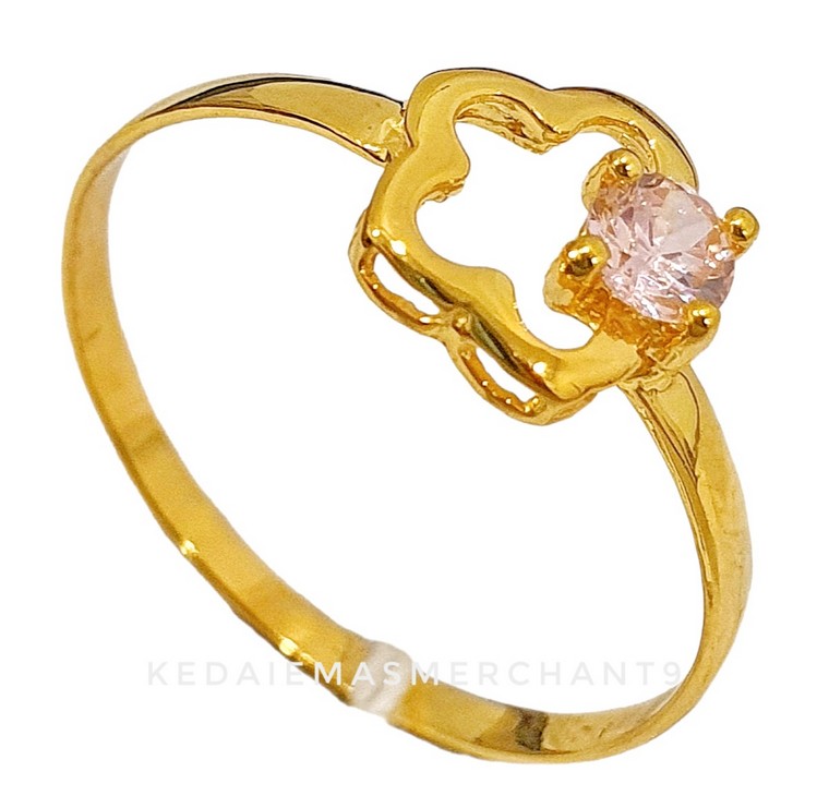 Cincin Emas Bunga Permata Pink