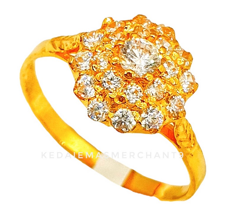 Cincin Emas Permata 916 M6550 Bunga