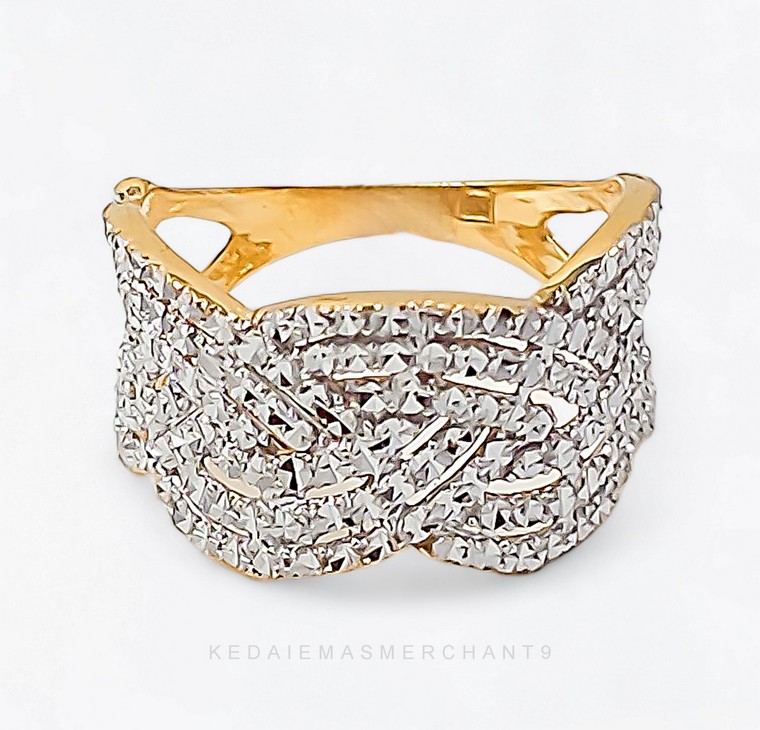 Cincin Emas Tocang Diamond Cut Chrome L:1CM