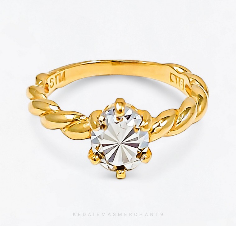 Cincin Emas Twist Diamond Cut