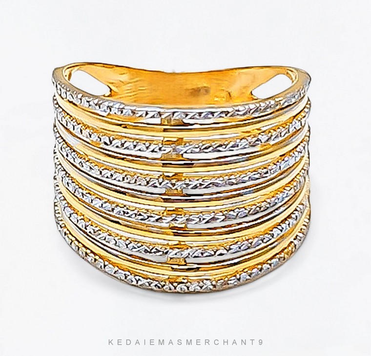 Cincin Emas KLCC 11 Layer Diamond Cut Chrome