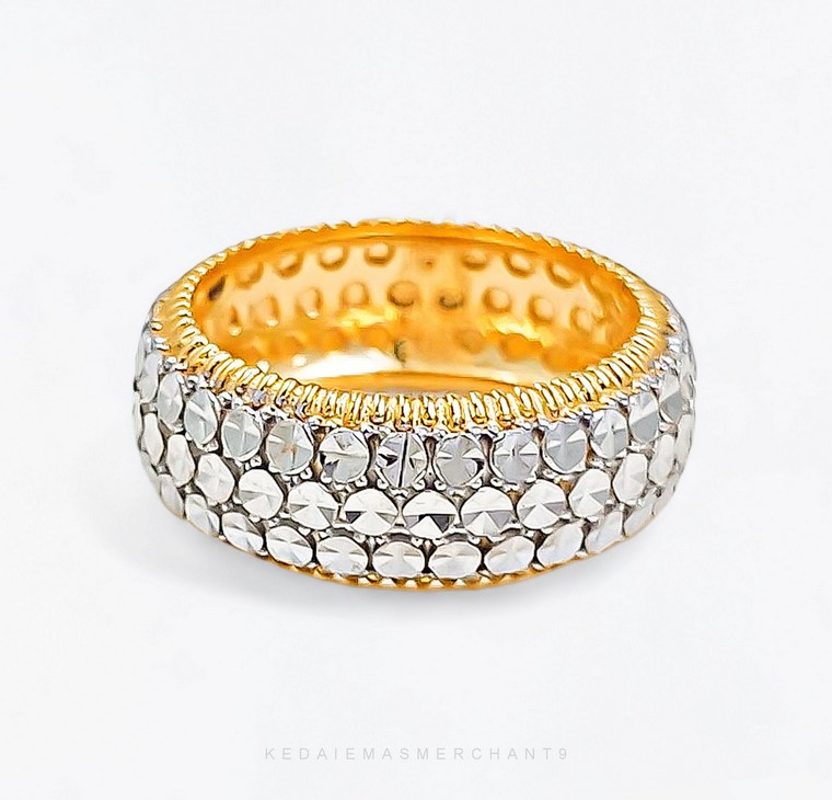 Cincin Emas Lintah Diamond Cut L:0.8CM